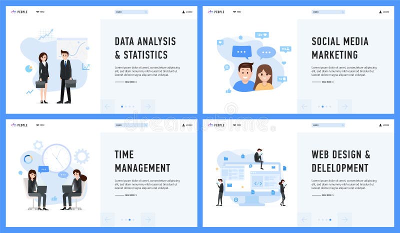 Marketing Management Web Design Data Analysis and Statistics Set Stock ...