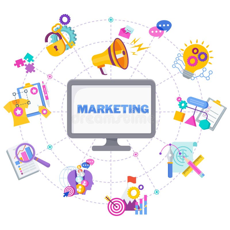 Marketing Implementation Icon. Flat Vector Cartoon Illustration. Stock ...