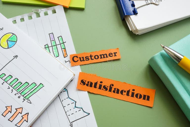 Marketing Notes in Notebooks and Words Customer Satisfaction. Stock ...