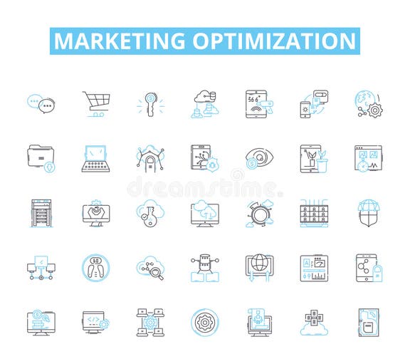 Marketing Optimization Linear Icons Set Analytics Strategy Conversion Automation
