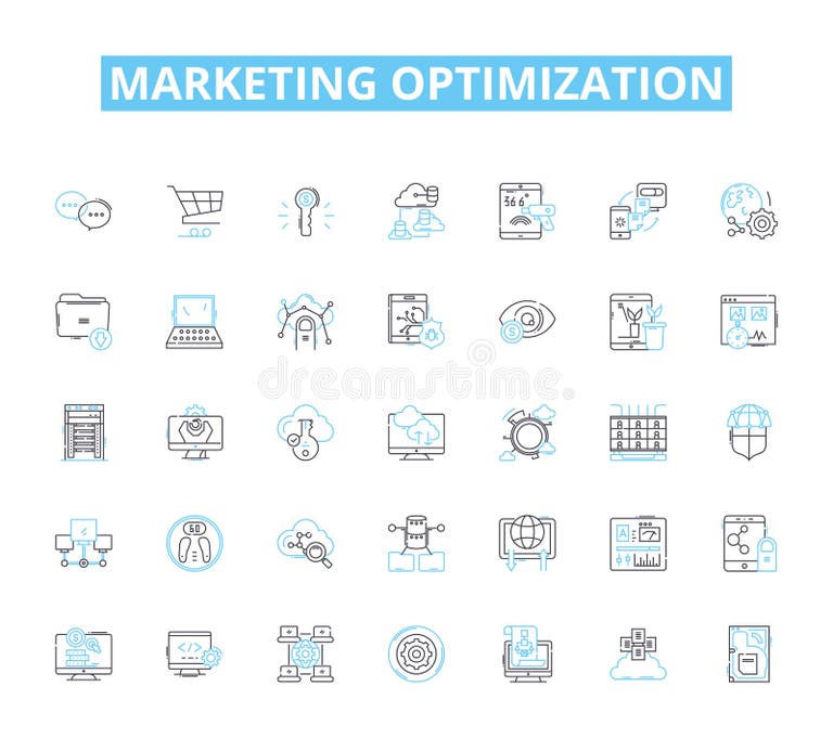Marketing Optimization Linear Icons Set Analytics Strategy Conversion Automation