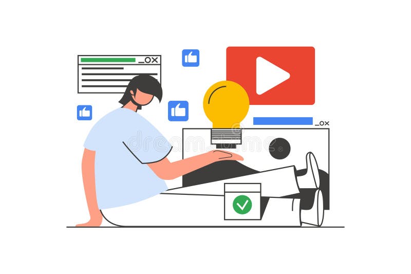Marketing Outline Web Concept with Character Scene. Vector Illustration ... Marketing Outline Web Concept with Character Scene. Vector Illustration ...