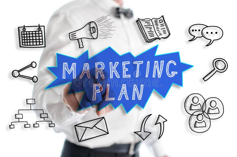 Marketing Plan Concept Shown by a Man Stock Photo - Image of finger ...