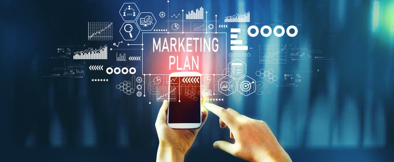 Marketing Plan Theme with Person Using Smartphone Stock Photo - Image ...