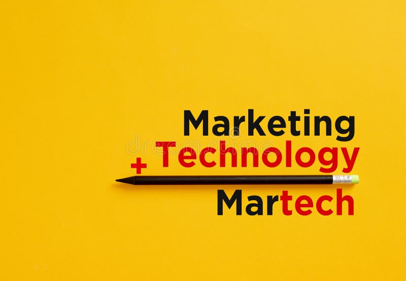 Marketing Plus Technology Equals Martech on Yellow Background Stock ...