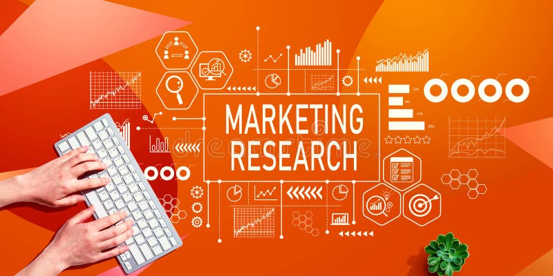 Marketing Research Theme with Person Using Computer Keyboard Stock ...