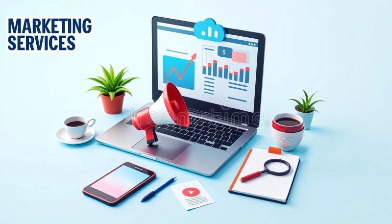 Marketing Services Workspace with Data Analysis Tools. Generative AI ...