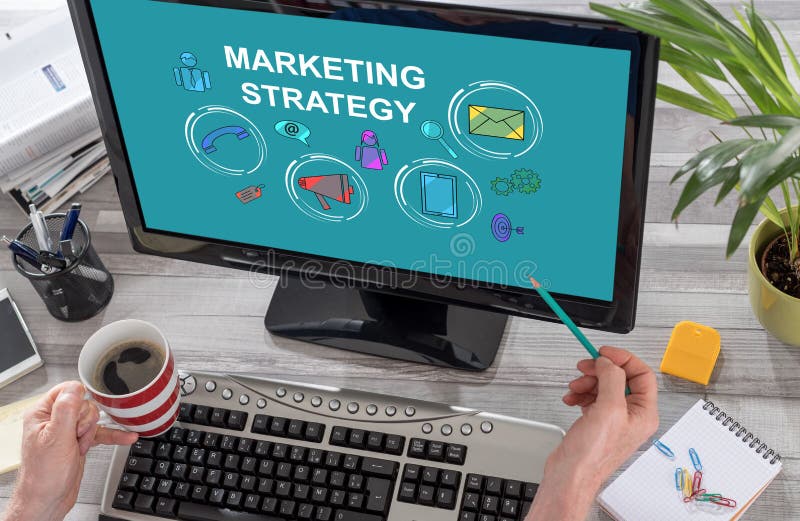 Marketing Strategy Concept on a Computer Stock Image - Image of ...