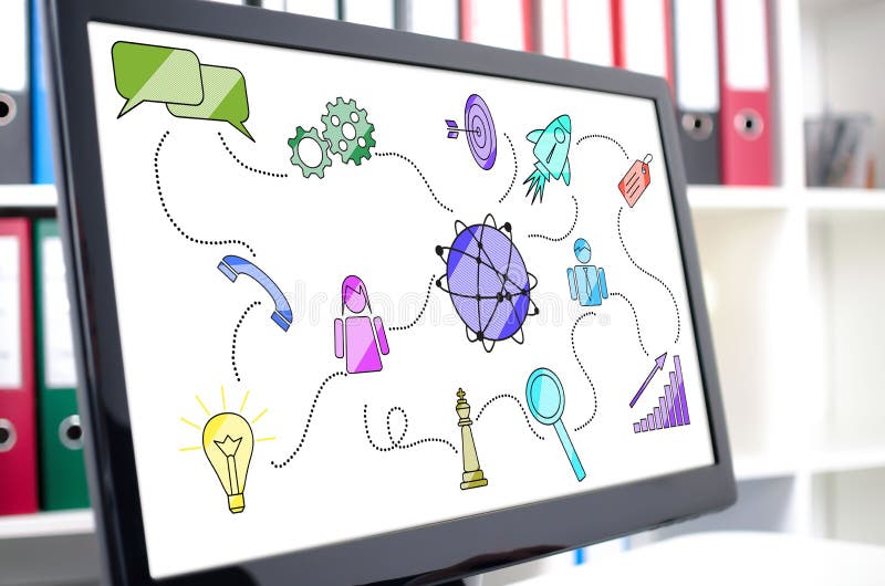 Marketing Strategy Concept on a Computer Screen Stock Photo - Image of ...