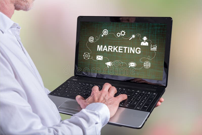 Marketing Strategy Concept on a Laptop Stock Image - Image of target ...