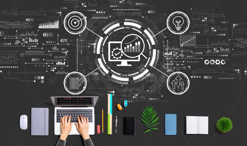 Marketing Strategy Concept with Person Using a Laptop Stock Photo ...