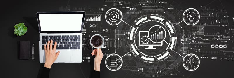 Marketing Strategy Concept with Person Using Laptop Computer Stock ...