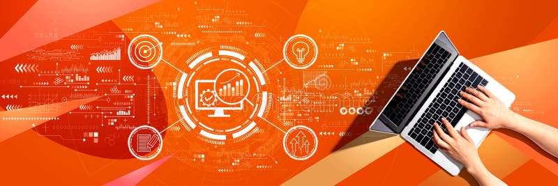 Marketing Strategy Concept with Person Using a Laptop Stock Image ...