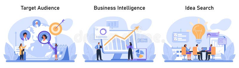 Marketing Strategy Development Set. Flat Vector Illustration Stock ...