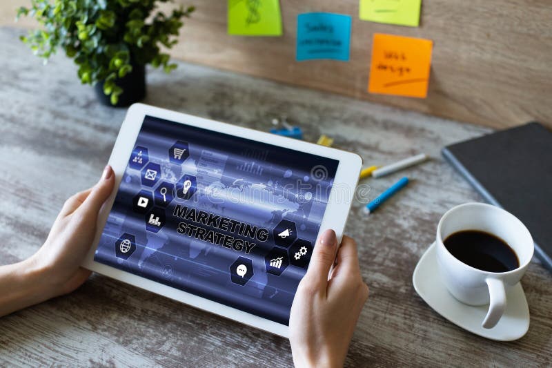 Marketing Strategy Diagram on Device Screen. Business Concept. Stock ...