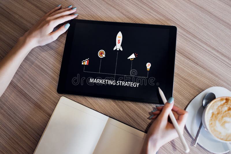 Marketing Strategy Diagram on Device Screen. Business Concept Stock ...