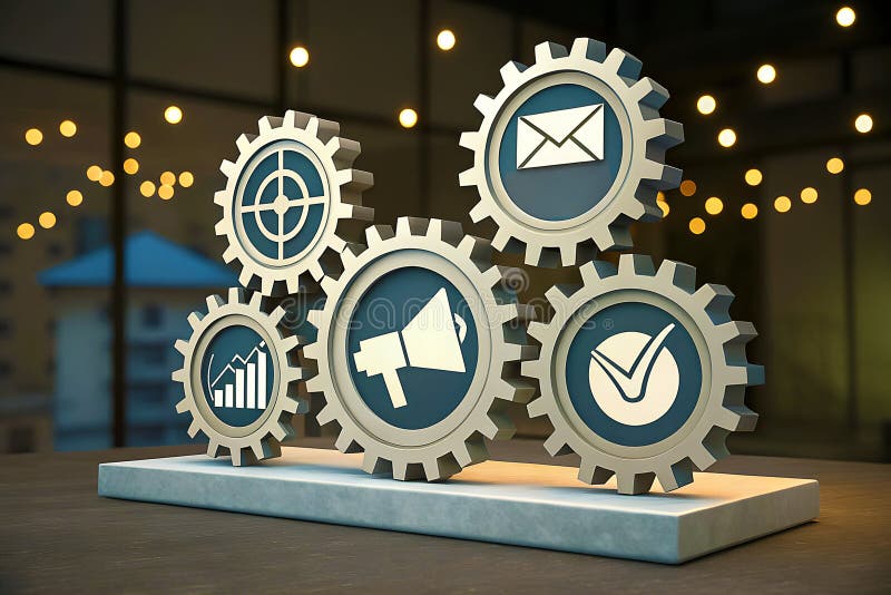 Marketing Strategy Gears Business Process and Success Stock ...