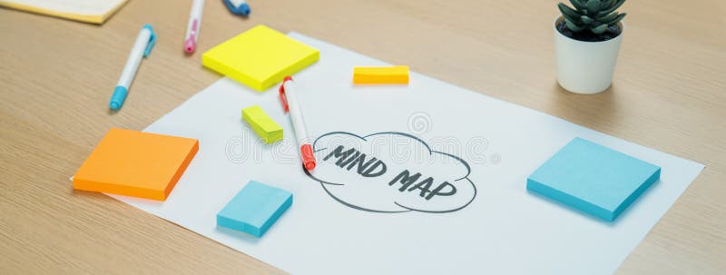 Marketing Strategy Mind Map and Sticky Notes Placed on Office Table ...