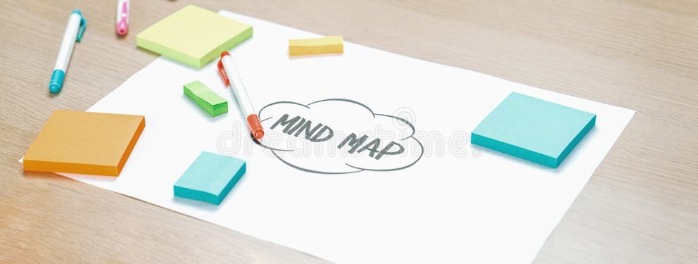 Marketing Strategy Mind Map and Sticky Notes Placed on Office Table ...