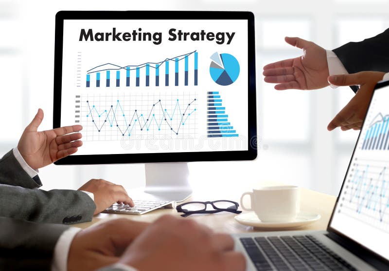 Marketing Strategy Technology Business Man Working on Laptop Com Stock ...