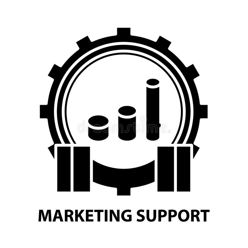 Marketing Support Icon, Black Vector Sign with Editable Strokes ...