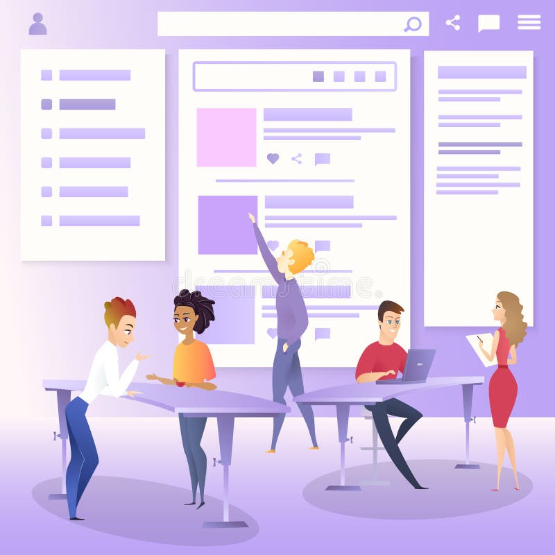 Marketing Team Create Project Interface Prototype Stock Vector ...