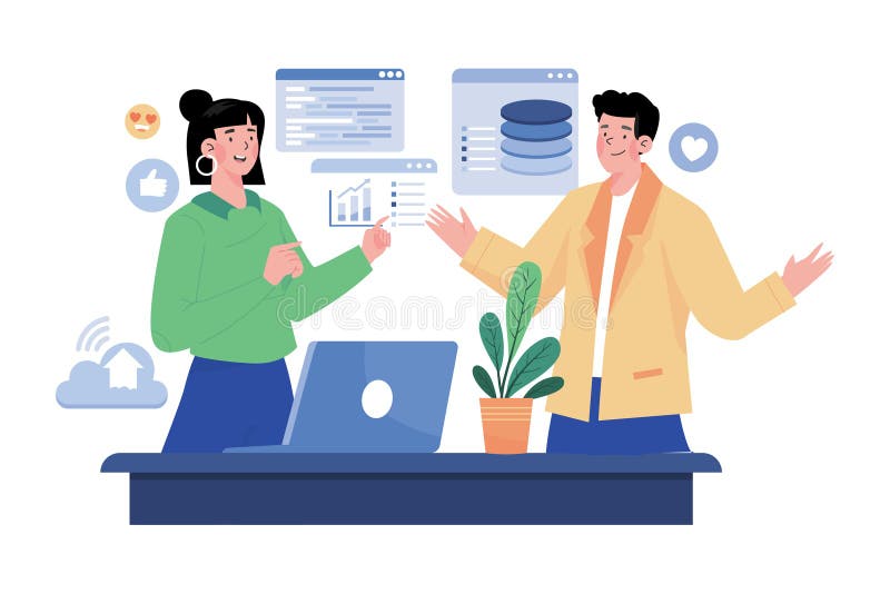 Marketing Team Discussion on Data Analysis Stock Vector - Illustration ...