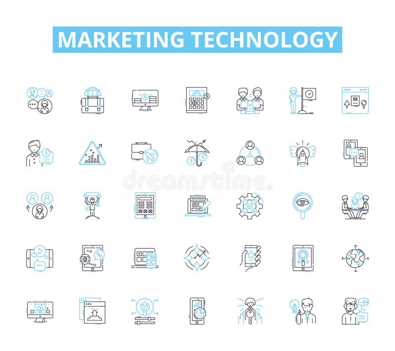 Marketing Technology Linear Icons Set. Analytics, Automation, Chatbot ...