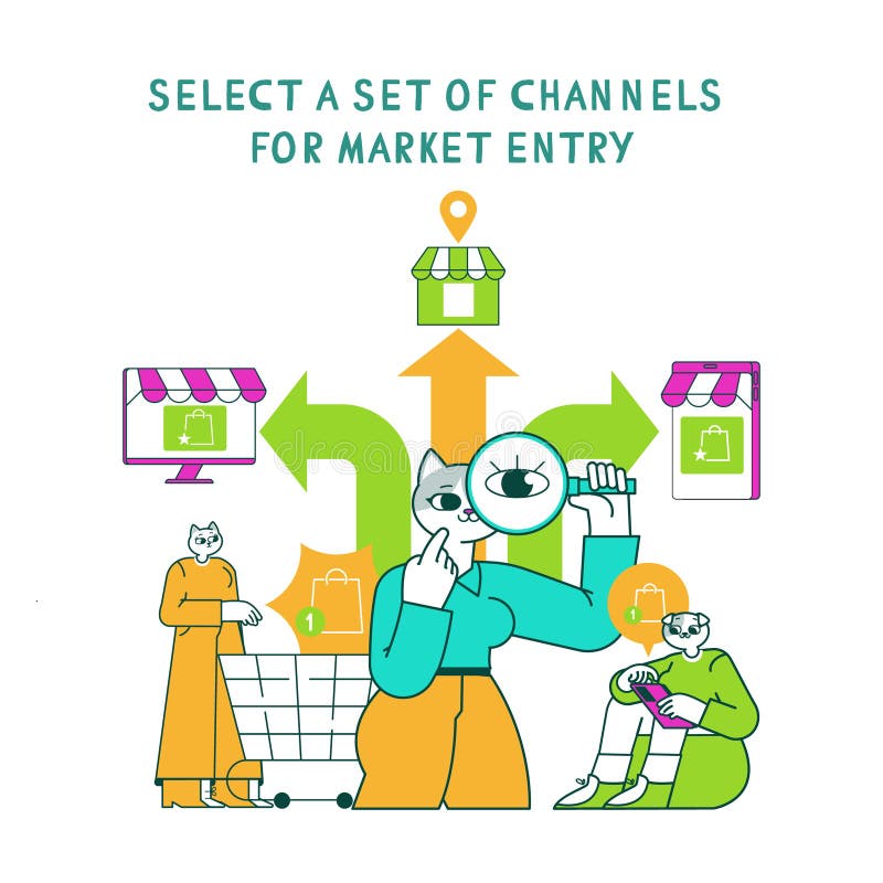 Marketing Tools Cat. Flat Vector Stock Illustration - Illustration of ...