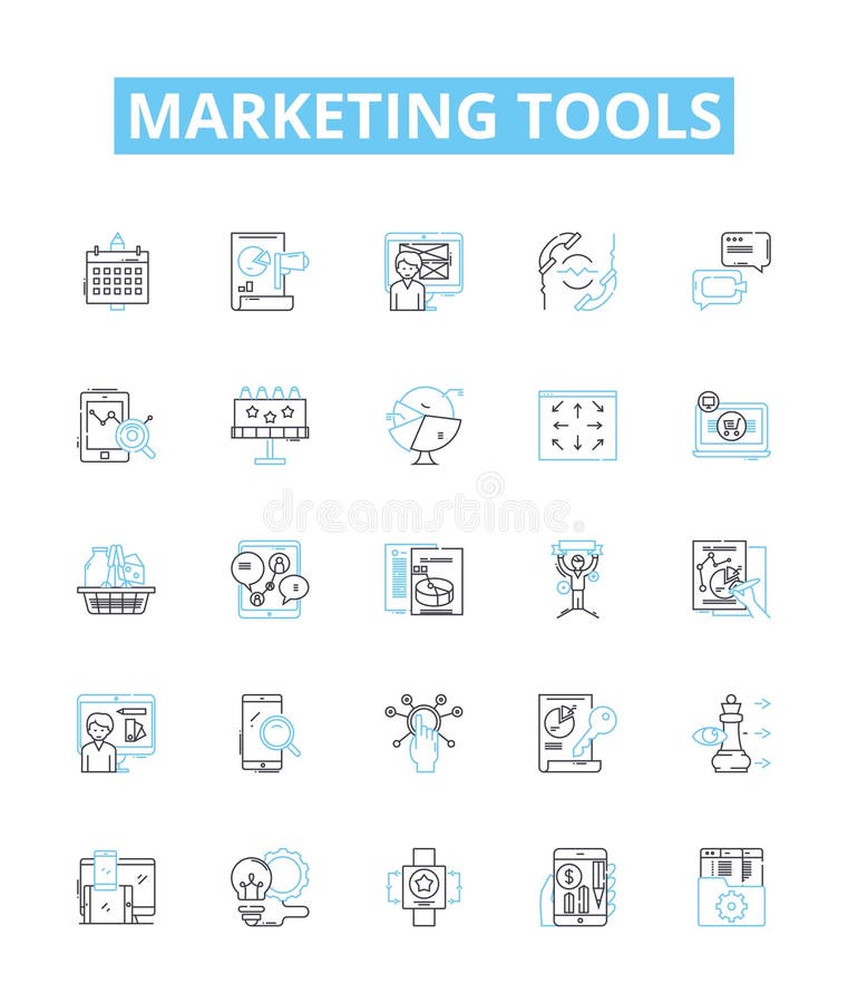 Marketing Tools Vector Line Icons Set. Tools, Marketing, CRM, SEO ... Marketing Tools Vector Line Icons Set. Tools, Marketing, CRM, SEO ...