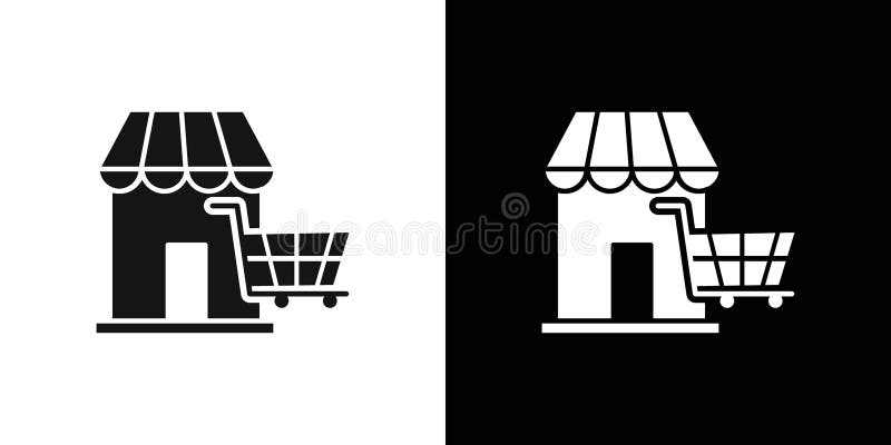 Marketplace Icon Flat Vector Set Outline Stock Vector - Illustration of ...
