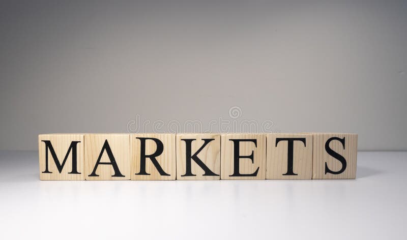 Markets Text Made with Wooden Blocks. it is Illuminated by Spotlight ...