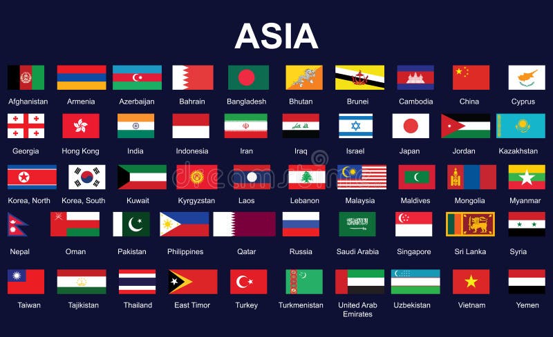 Flaggen Der Asiatischen Länder Vektor Abbildung - Illustration von ...