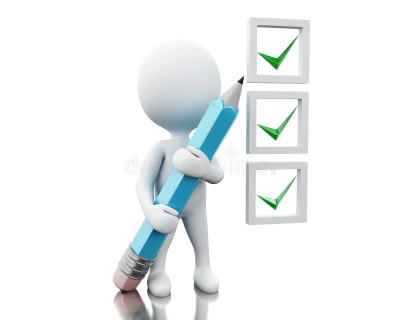 Markierungszecken Der Weißen Leute 3d in Der Checkliste Stock Abbildung ...