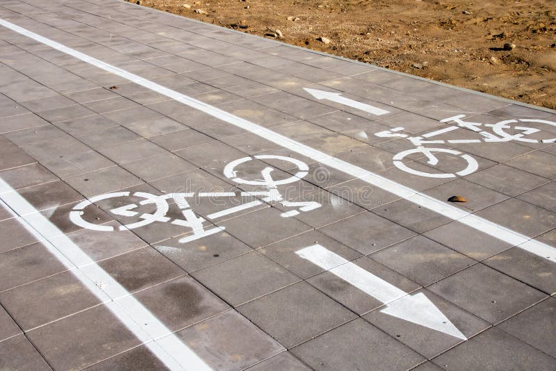 Marking of the Bike Path on the Sidewalk Stock Image - Image of urban ...