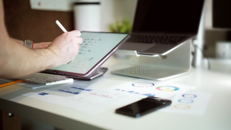 Marking Checklist on Tablet Screen. Notes after Project Meeting Stock ...