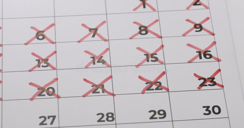 Close-Up of Calendar Dates 31 Circled in Red Ink Stock Footage - Video ...