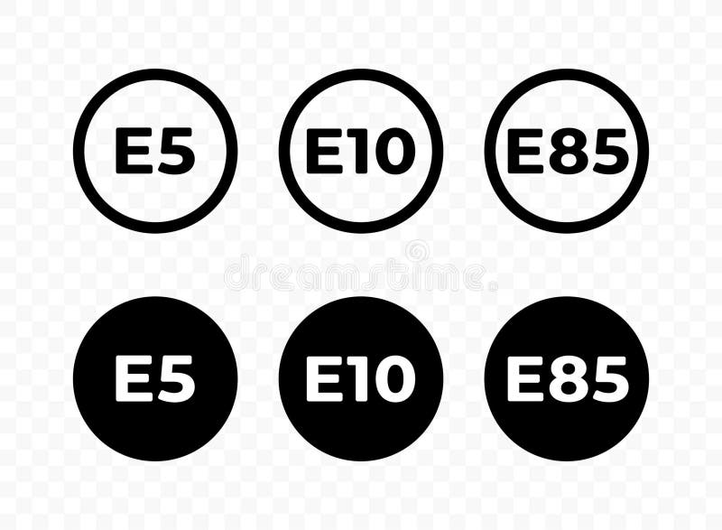 Marking of Gasoline Fuel Types: E5, E10, E85 Vector Design. Petrol Type ...