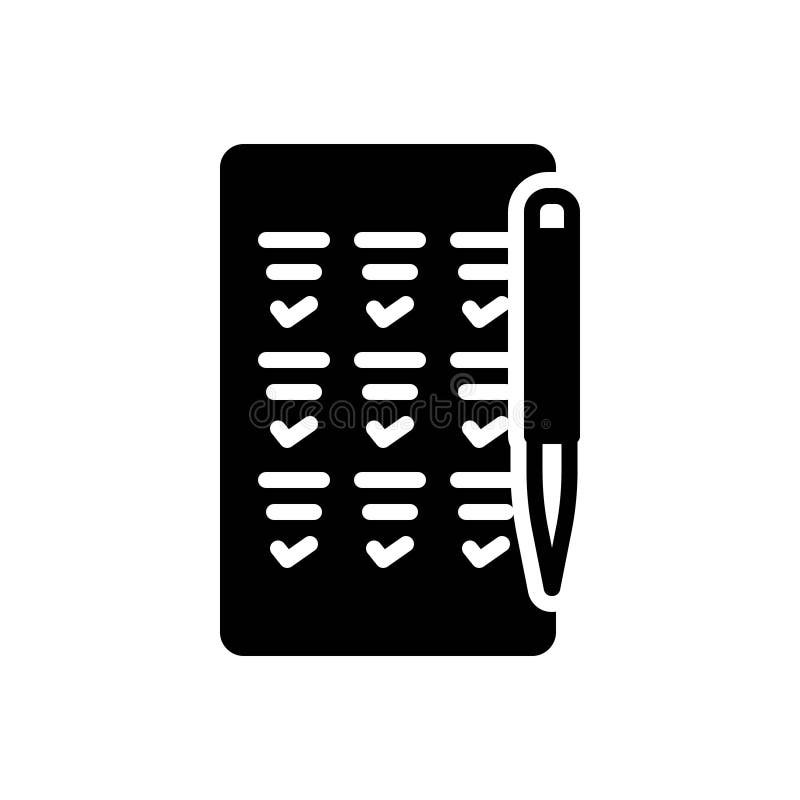 Black Solid Icon for Marking, Checklist and Pen Stock Vector ...