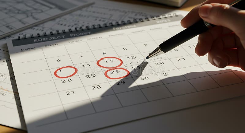 Marking Important Dates on Calendar with Pen for Scheduling Planning ...