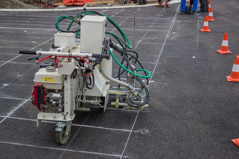 Marking Machine Ready for Paint a Pedestrian Crosswalk Stock Image ...