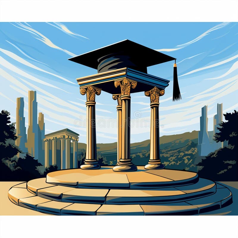 Marking the Milestone: Graduation Cap Placed on a Monument Stock Image ...