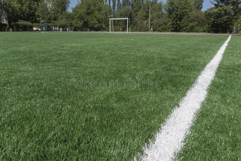 Marking on a Modern Stadium with Artificial Turf. Stock Image - Image ...