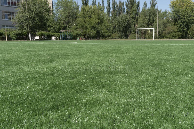 Marking on a Modern Stadium with Artificial Turf. Stock Photo - Image ...