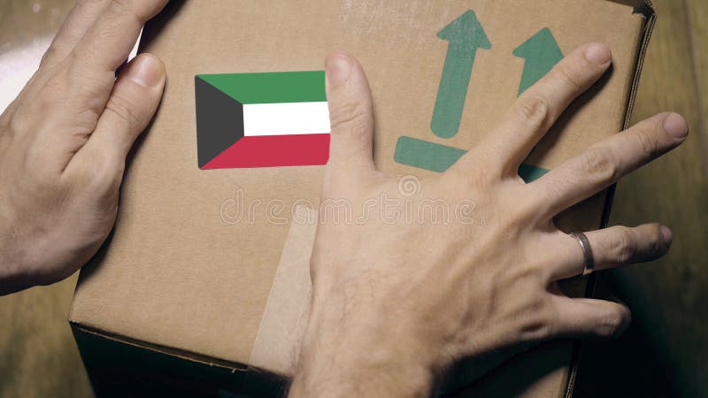 Marking Package with the Kuwaiti Flag Label. Import or Export in Kuwait ...