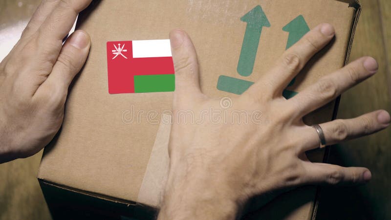 Marking Package with the Omani Flag Label. Import or Export in Oman ...