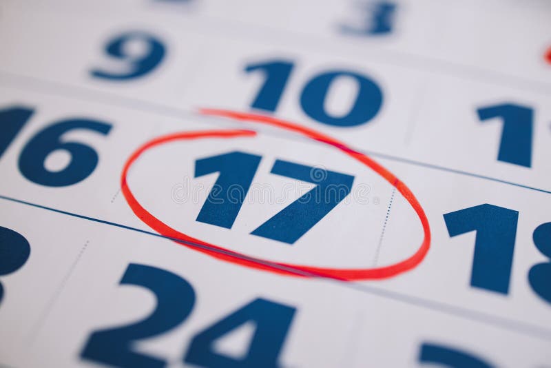 Marking the Seventeenth 17 Day of a Month in the Calendar with a Red ... Marking the Seventeenth 17 Day of a Month in the Calendar with a Red ...