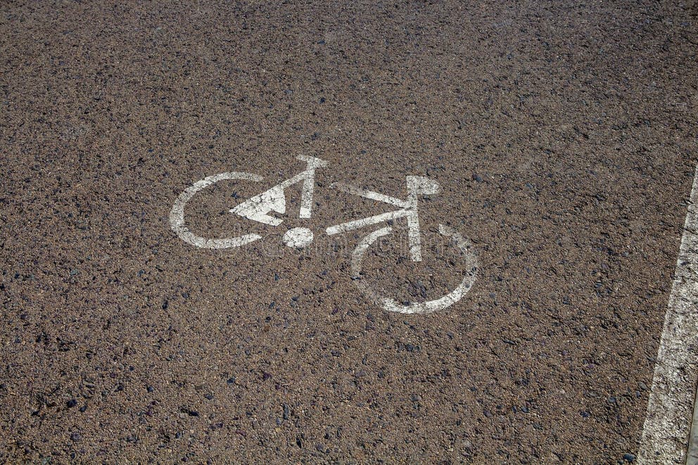 Marking Sign Bicycle Path on the Sidewalk. Stock Image - Image of ...