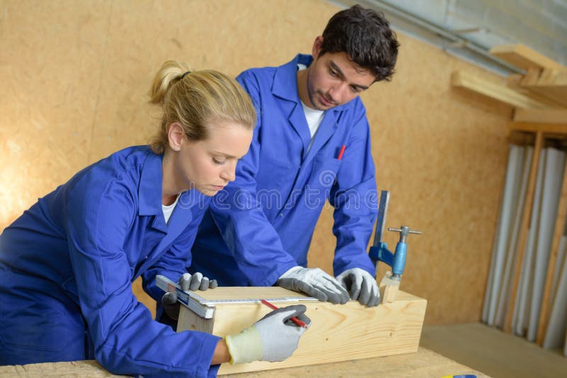 Marking the wood block stock image. Image of procedure - 132210531