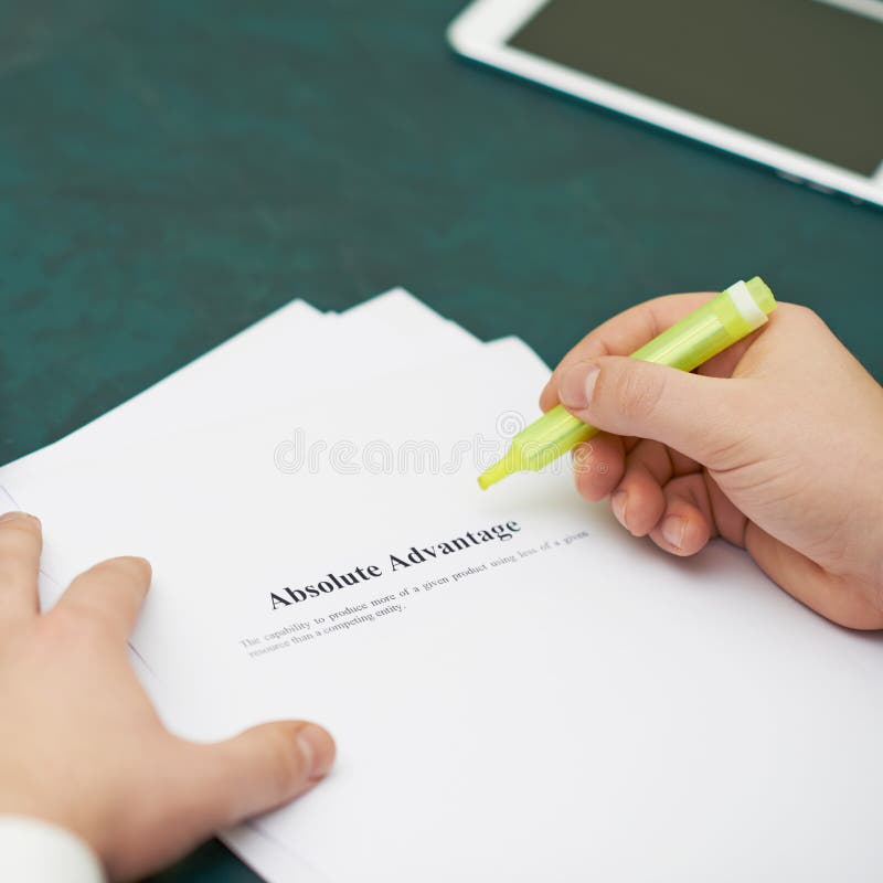 Marking Words in an Absolute Advantage Definition Stock Photo - Image ...